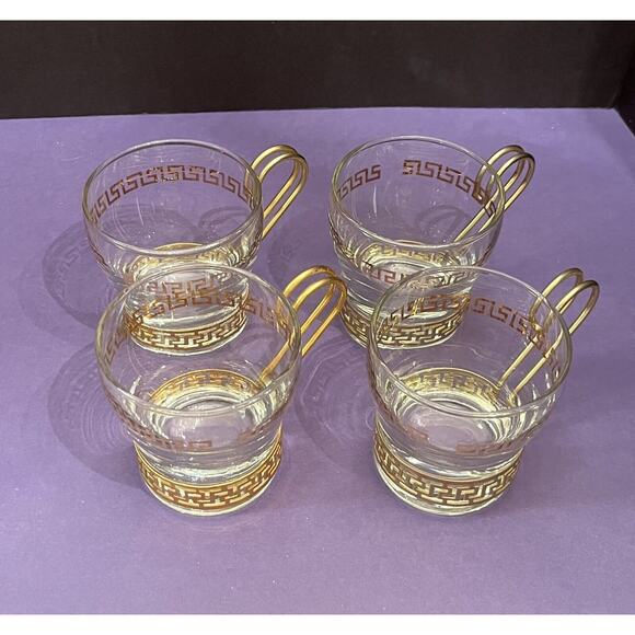 Libbey | Dining | 4 Vintage Libbey Continental Greek Key Coffee Cup ...